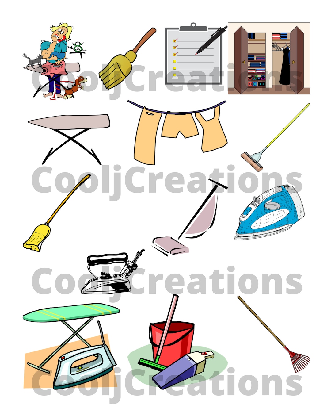 Chores Clipart, Housework Images for Scrapbooking, Journals and Diaries ...