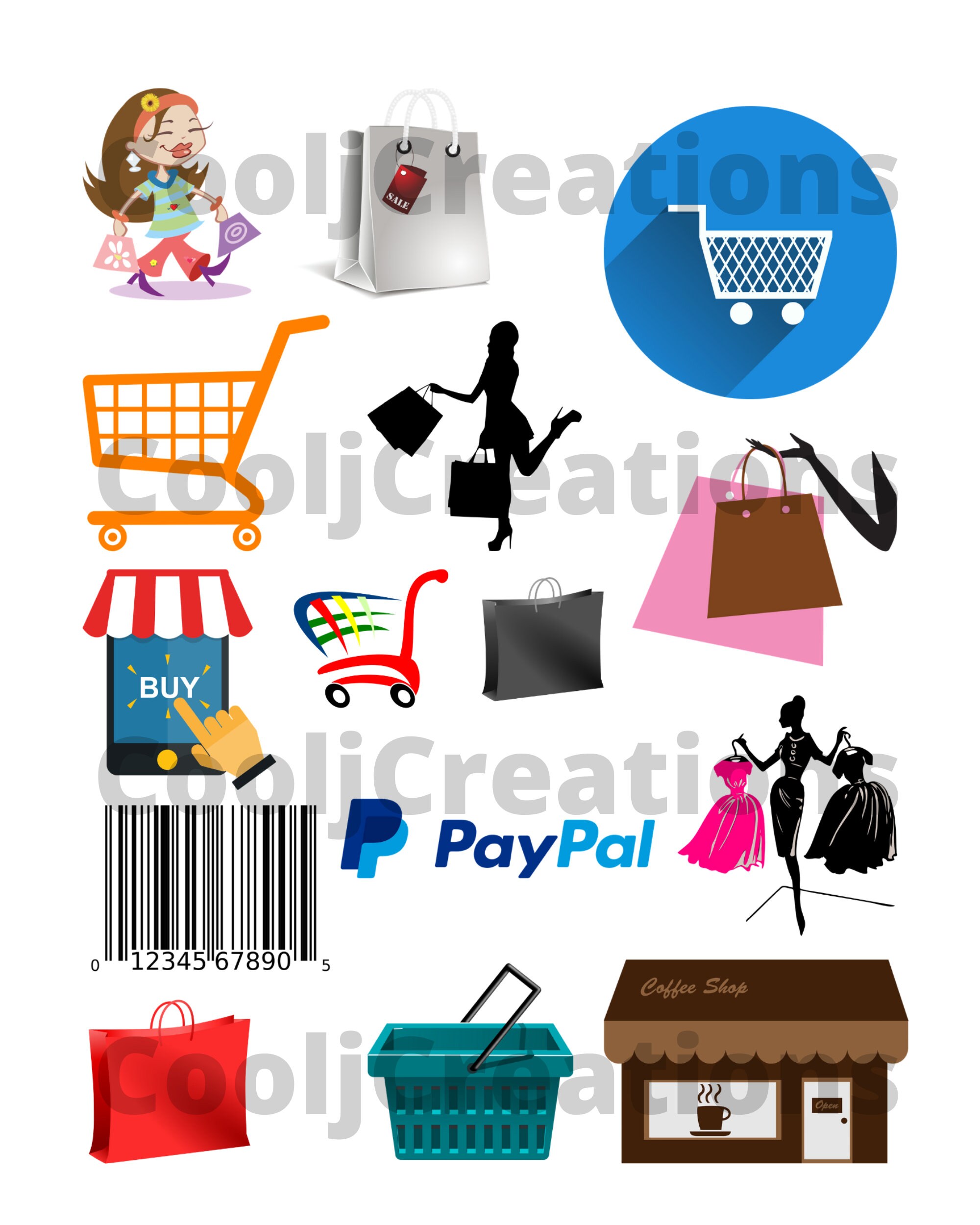 Shopping Clipart, Shopping Collage, Shopping Icons, Shopping Images and ...