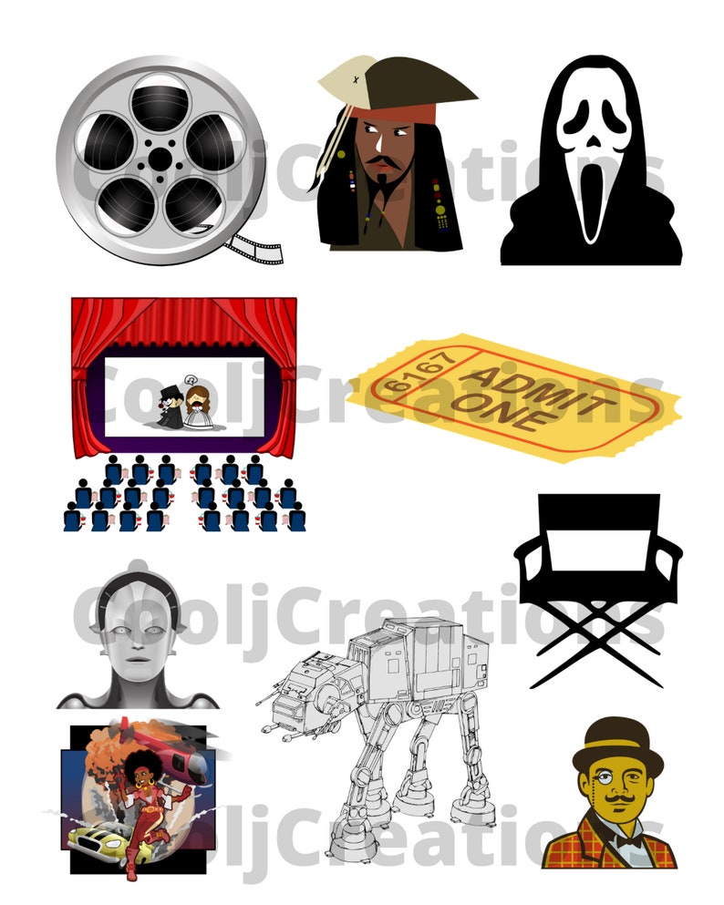 Movie Themed Clipart, Movie Images, Film Icons for Scarpbooking ...