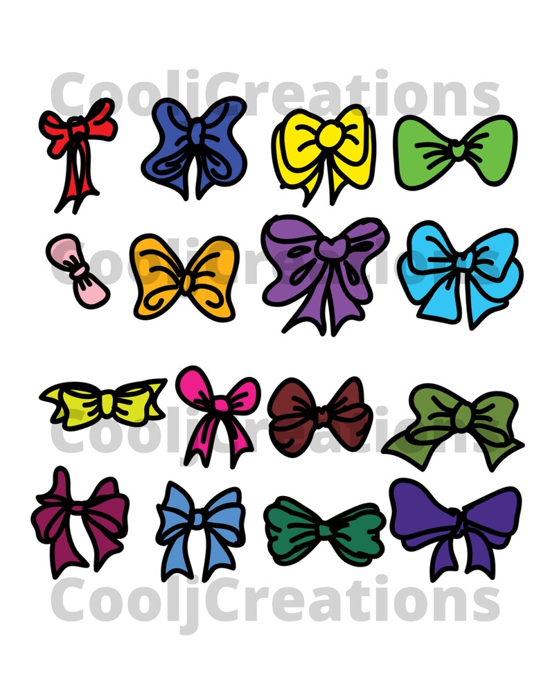 Bows Clipart, Colorful Bow Collages, Colorful Bow Images, Bow Icons for ...