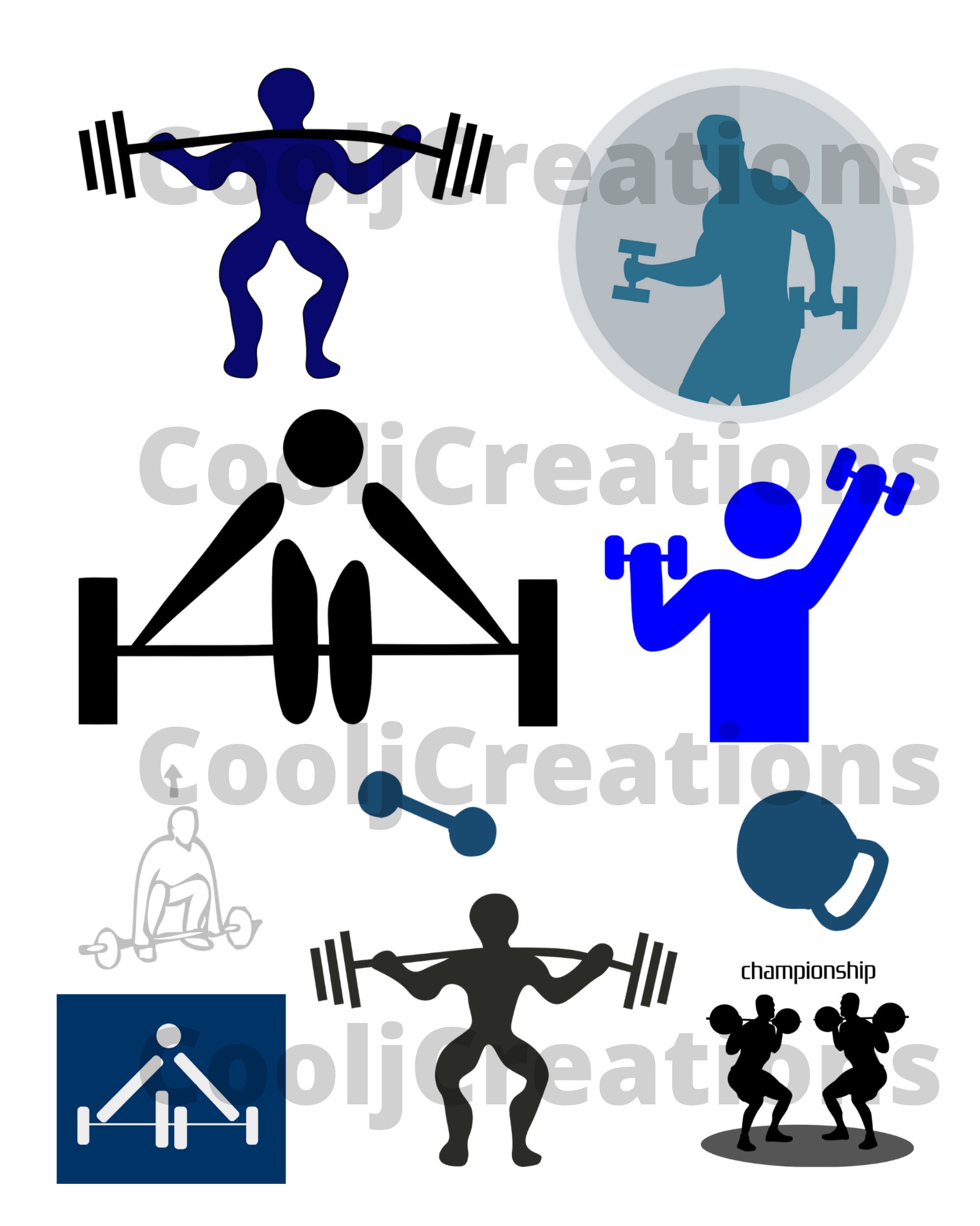 Weights Clip Art, Exercise Images, Weight Training Icons for ...