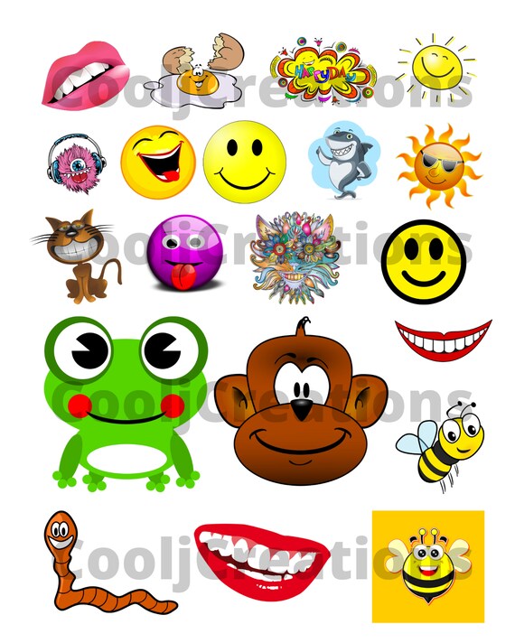 Smiley Clipart Smiles for Scrapbook Projects Smiley Emojis - Etsy