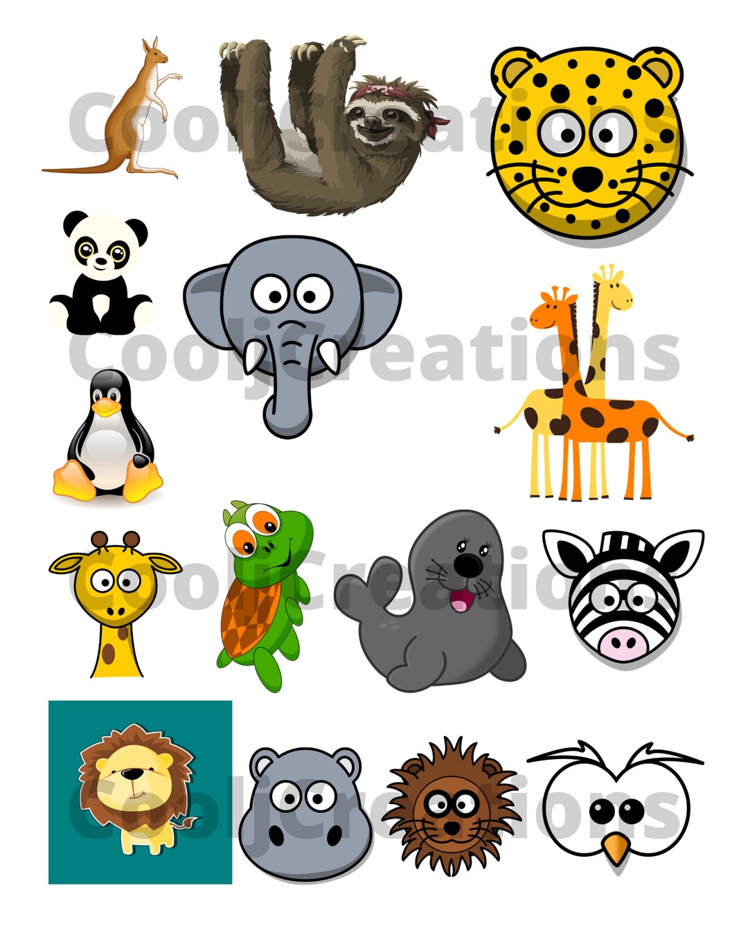 Zoo Animal Clip Art Images Cartoon Animal Images for - Etsy Australia