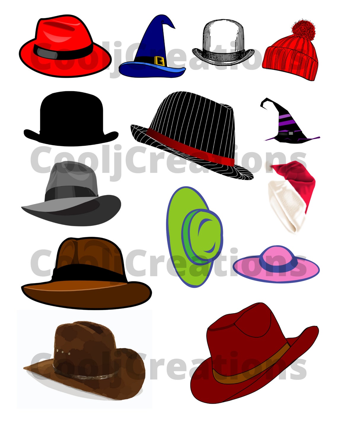Hats Clip Art Digital Images for Scrapbooks, Journals, Diaries, Crafts ...