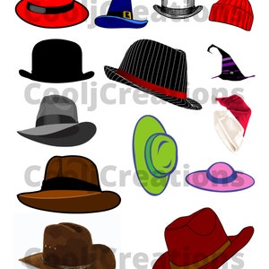 Hats Clip Art Digital Images for Scrapbooks, Journals, Diaries, Crafts ...