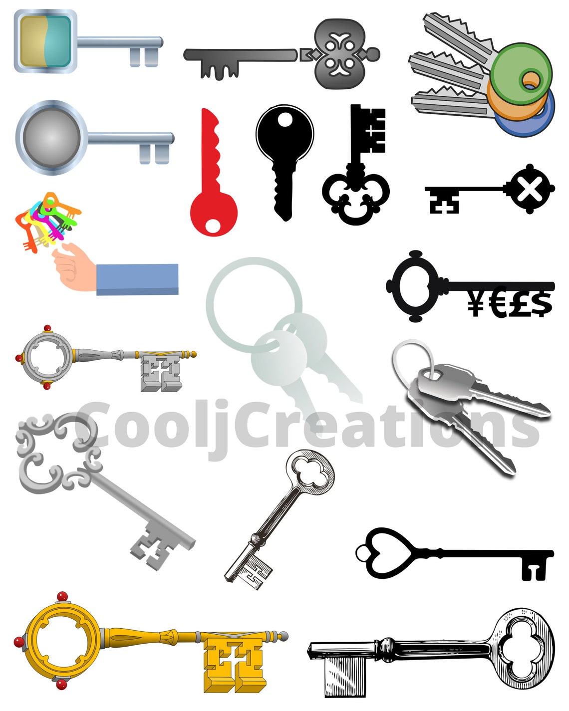 Keys Clip Art, Key Images, Key Icons for Scrapbooking, Card Making and ...