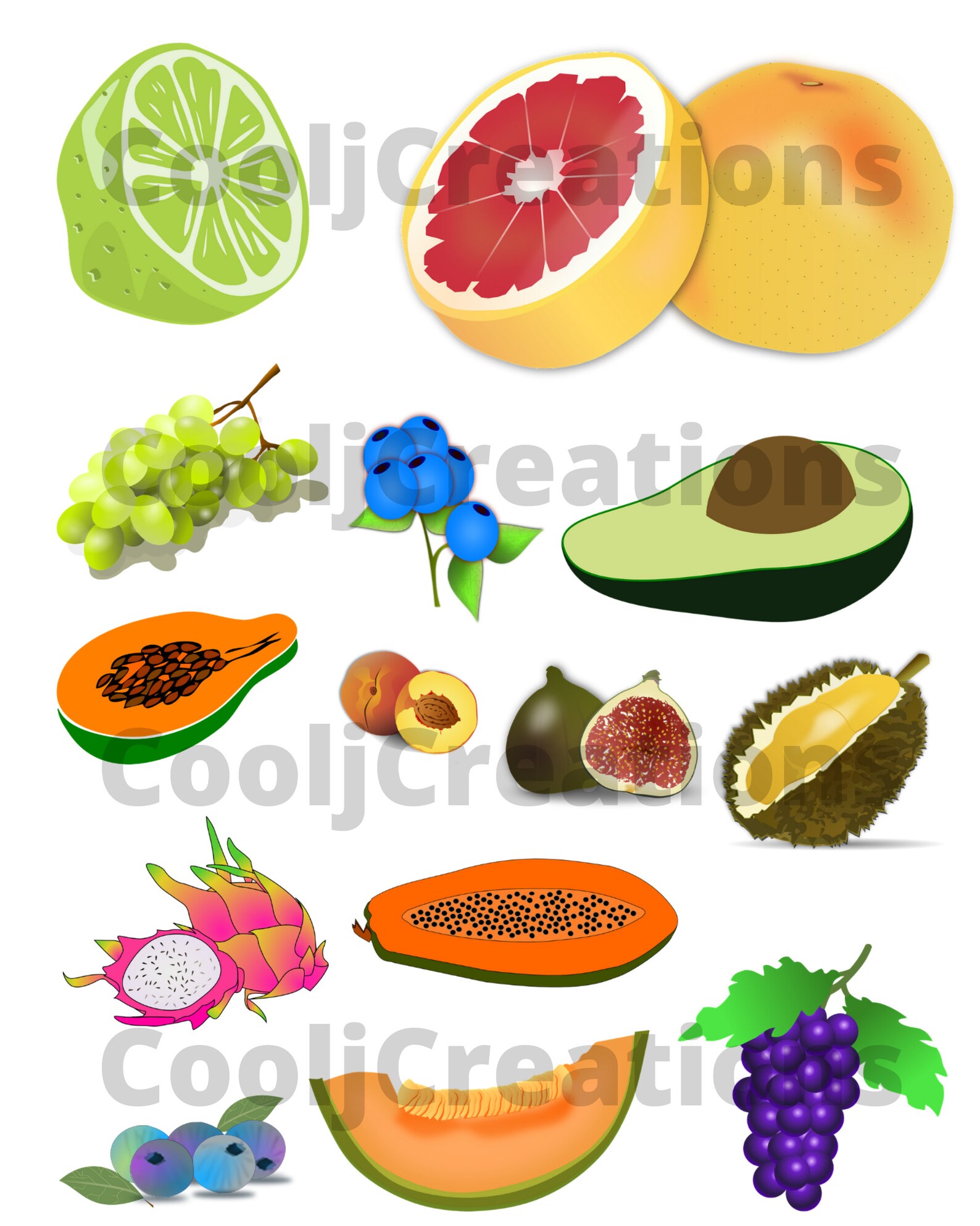 Fruit Clipart, Fruit Images, Fruit Icons for Scrapbooking, Journaling ...