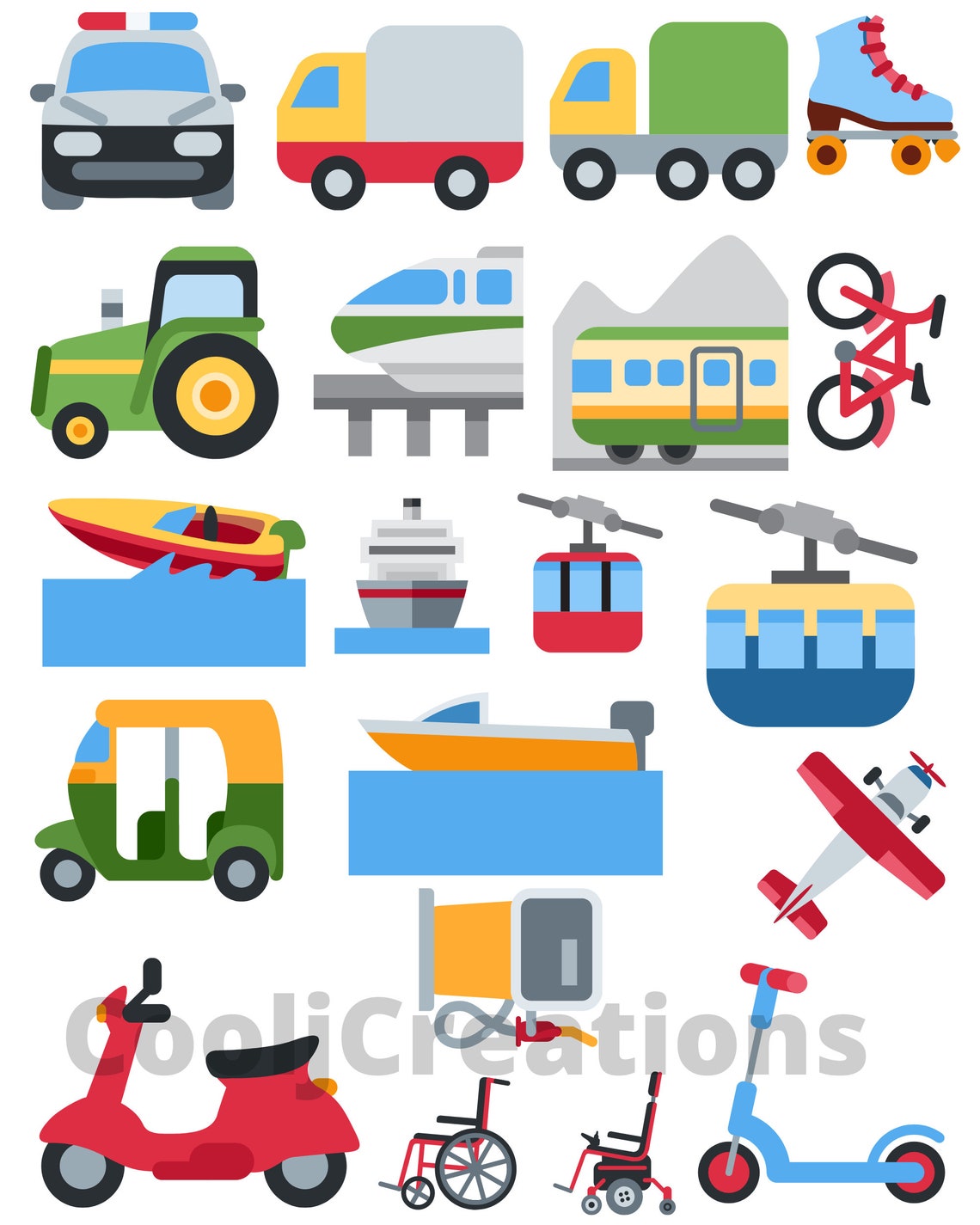Transport Emojis Clip Art, Car Emojis, Train Emojis, Plan Emojis, Boat ...