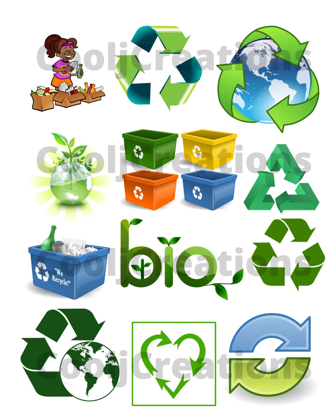 Recycling Clipart, Recycling Symbols, Recycling Images for Scrapbooking ...
