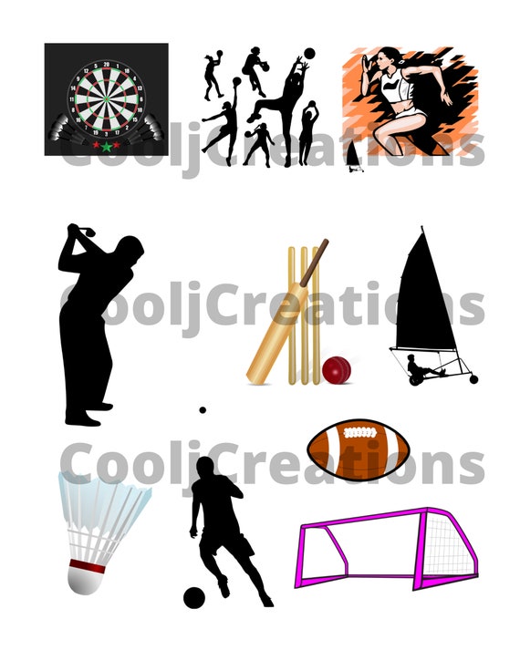 Sports Clipart Sports Equipment Paper Scrapbooking Sports | Etsy