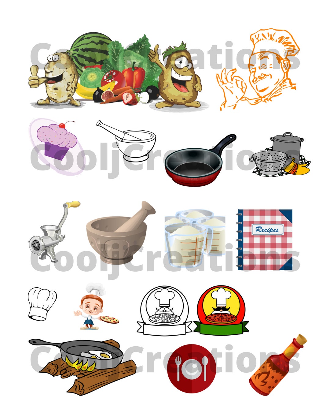 Cooking Clipart, Food Pictures, Chef Icons, Cooking Collage Sheets ...