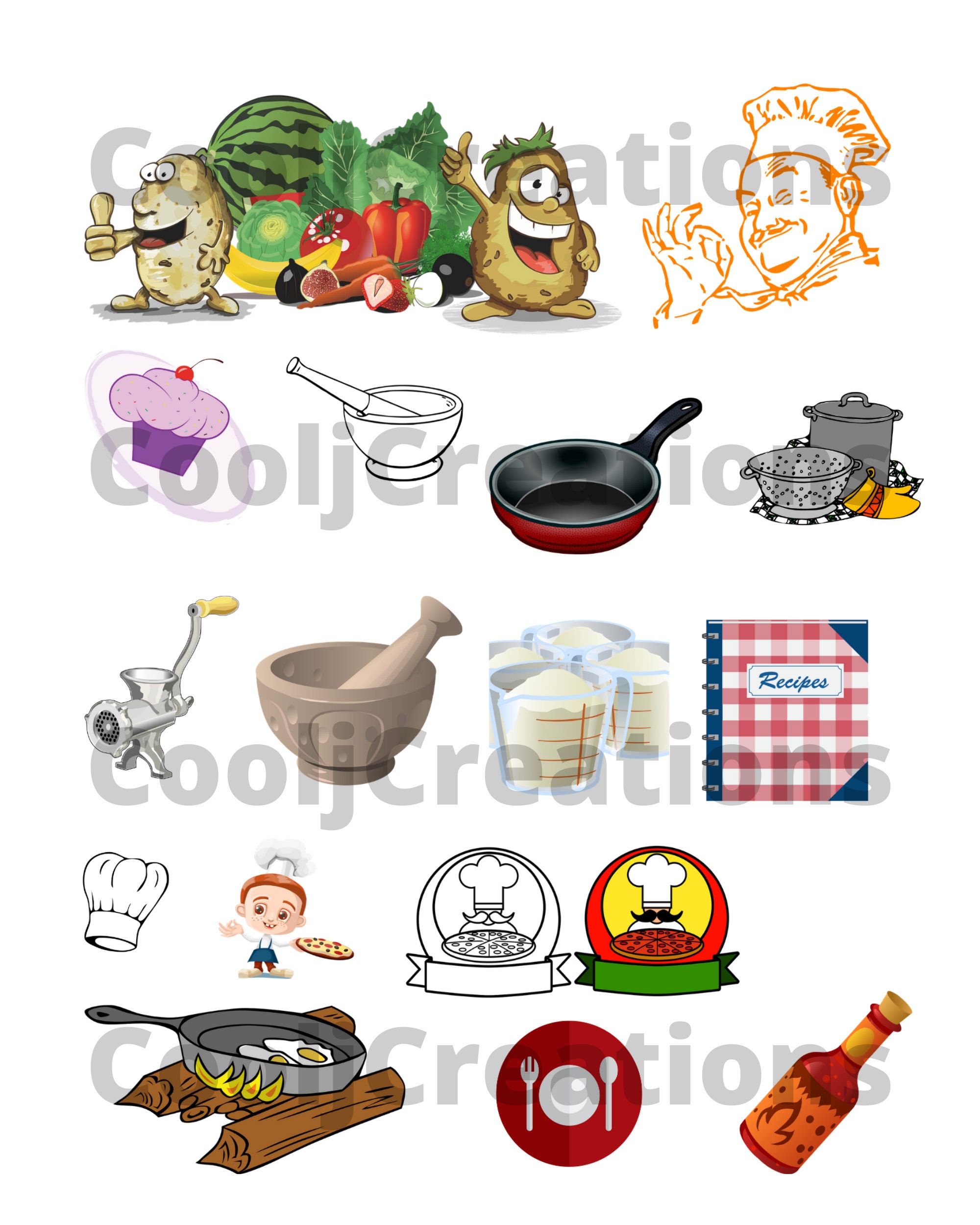 Cooking Clipart, Food Pictures, Chef Icons, Cooking Collage Sheets ...