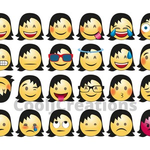 Hair Emojis, Hair Clip Art, Haircut Images for Scrapbooking, Craft ...
