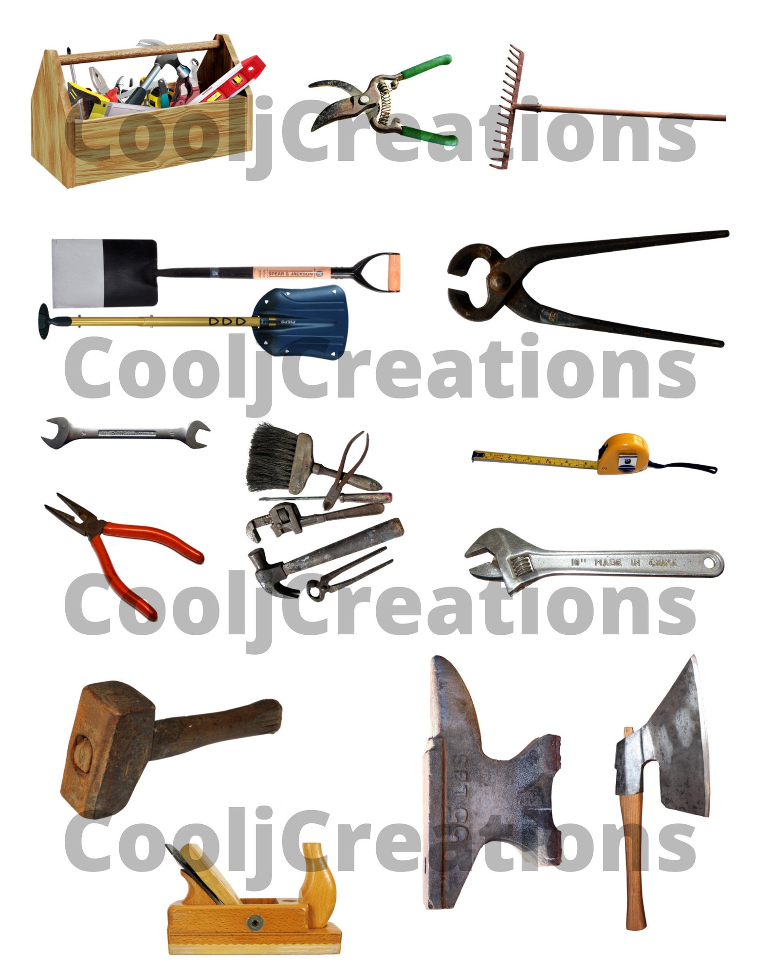 Tools Clipart, Scrapbook Tool Pictures, Tools Collage, Tool Icons PNG ...
