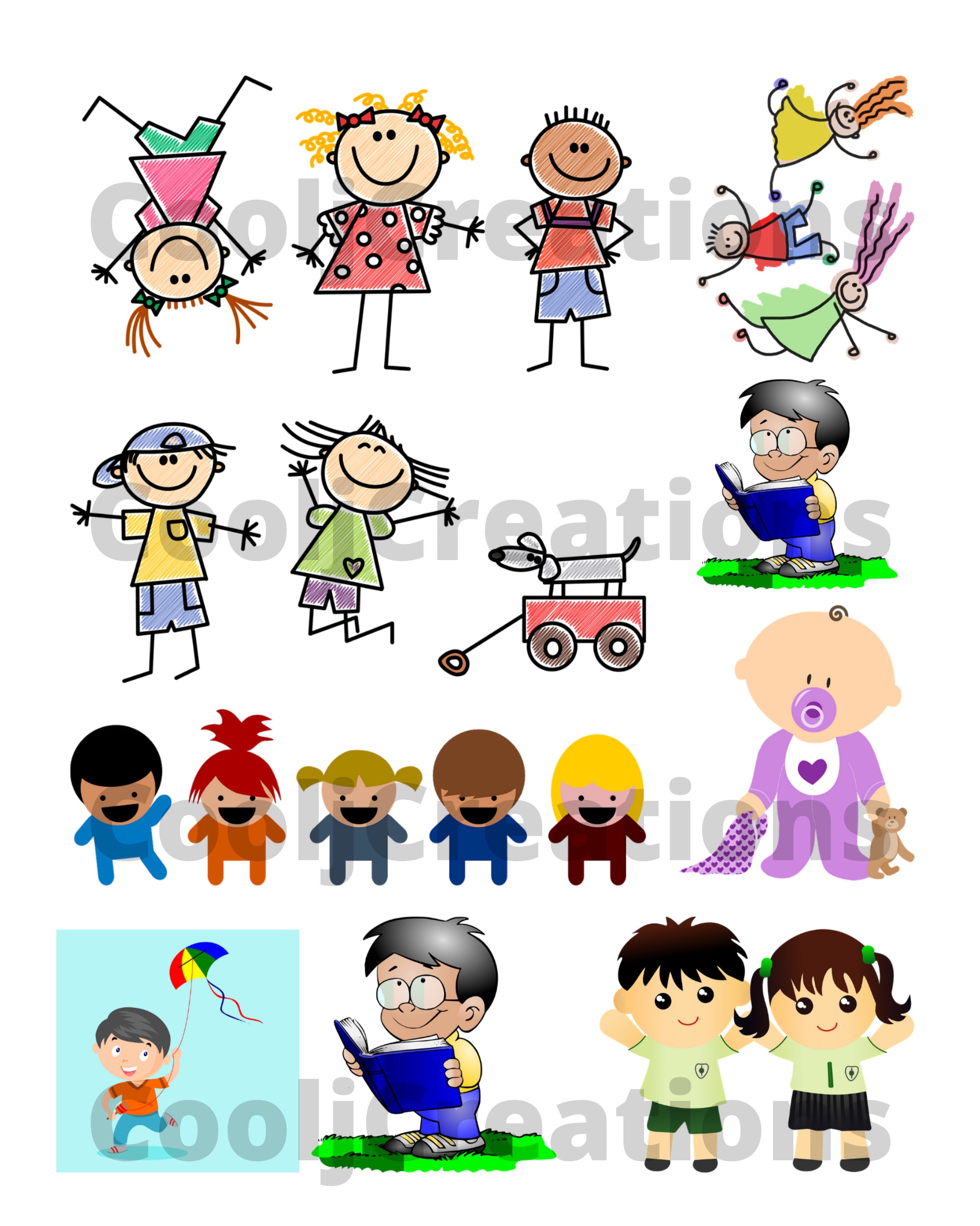 Kids Clip Art, Kids Images, Kids Icons for Scrapbooking, Journaling and ...