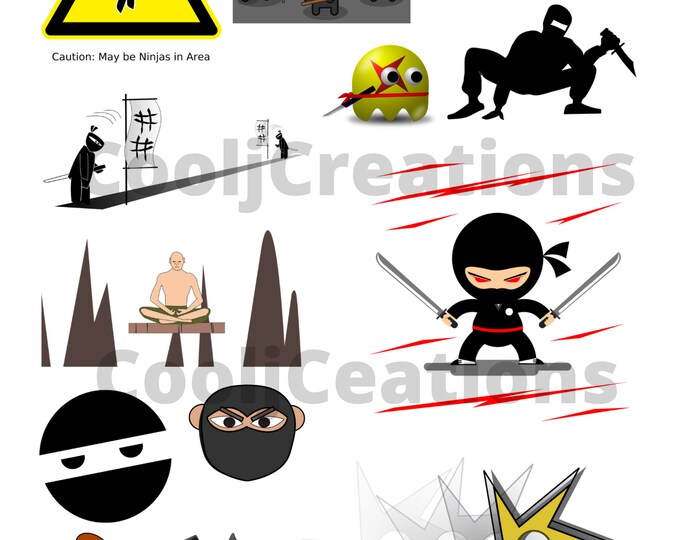 Ninja Clipart Set personal and Limited Commercial Cute Boy Ninjas Clip ...