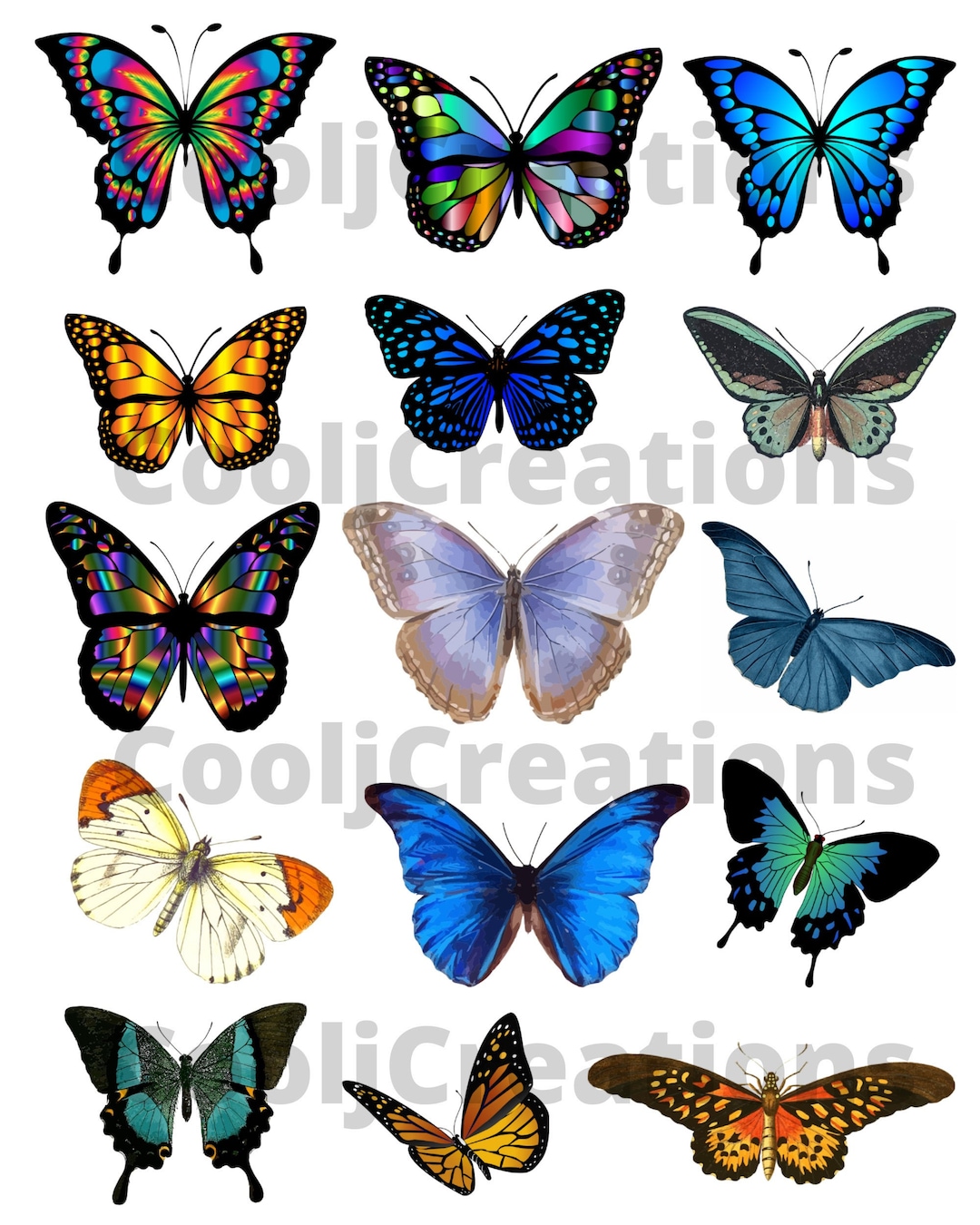 Colorful Butterfly Clip Art for Scrapbooking, Journals and Diaries ...