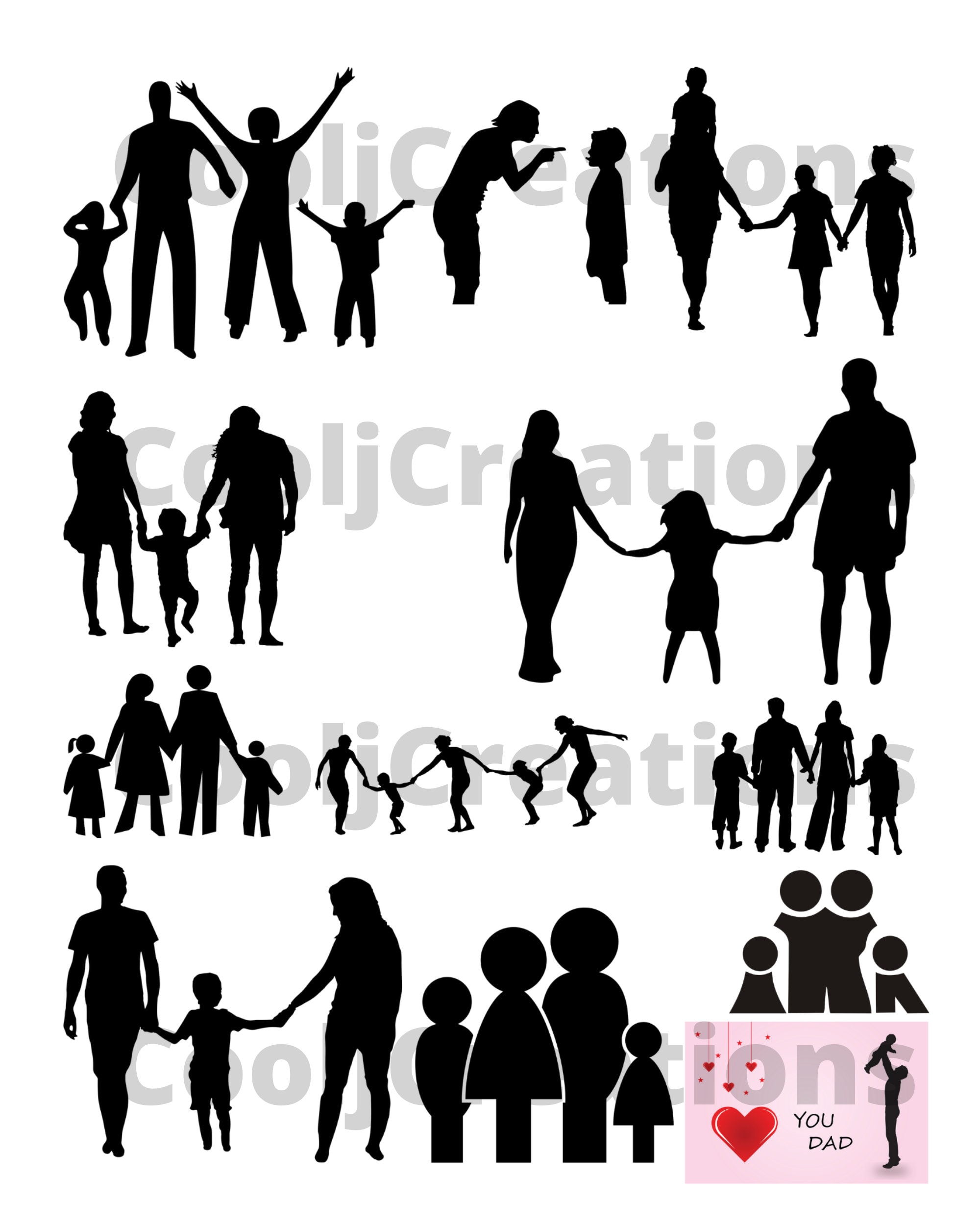 Family Of Five Silhouette