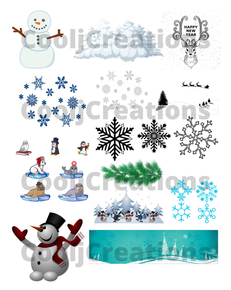Winter Clip Art, Winter Collage, Winter Pictures, Winter Digital Images ...