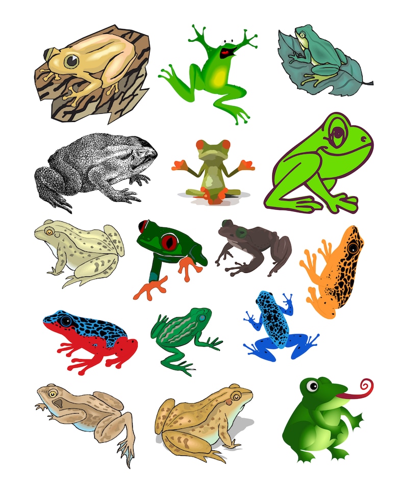 Frogs Clipart, Scrapbooking Frogs, Frogs for Arts and Crafts, Instant ...