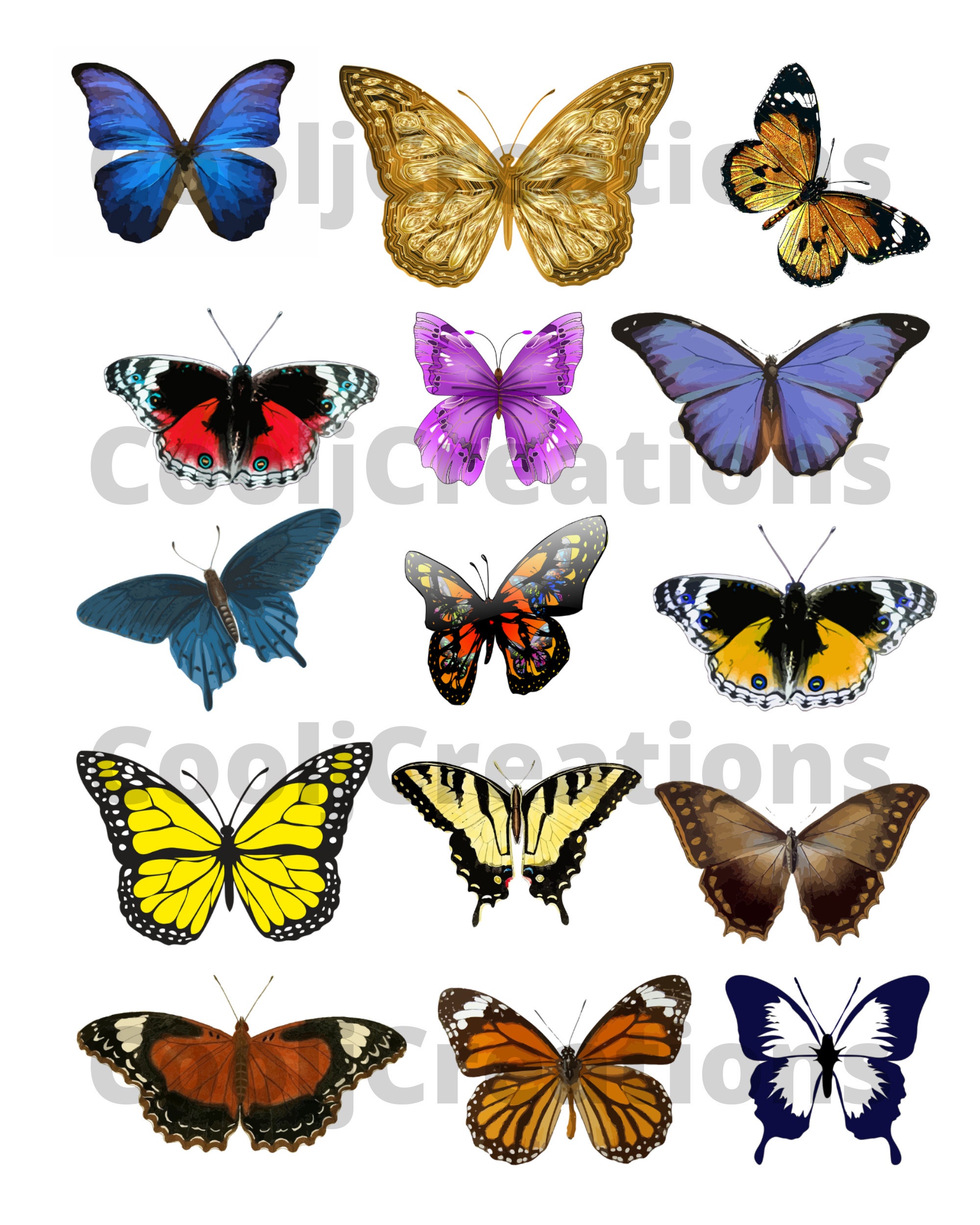 Colorful Butterfly Clip Art for Scrapbooking, Journals and Diaries ...