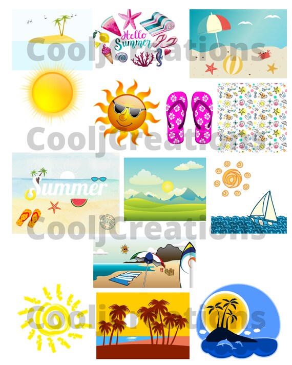 Summer Clip Art Summer Collage Scrapbook Projects Summer | Etsy