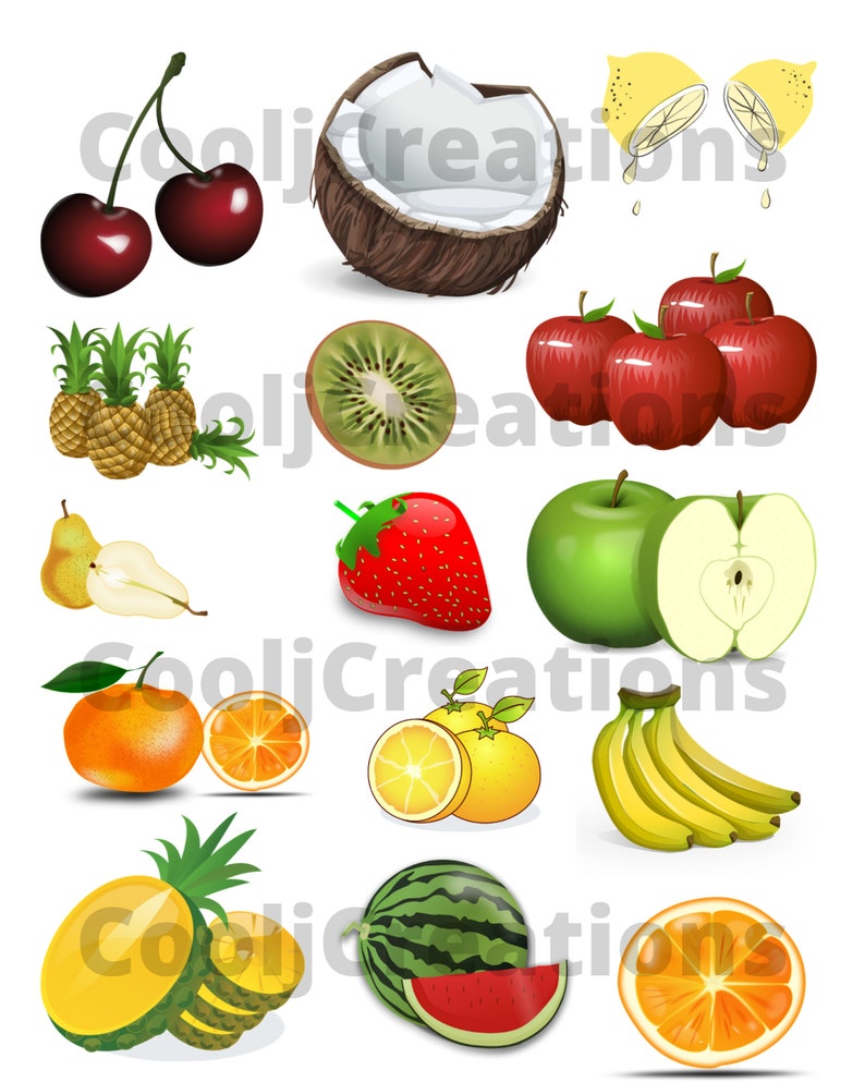 Fruit Clipart, Fruit Images, Fruit Icons for Scrapbooking, Journaling ...