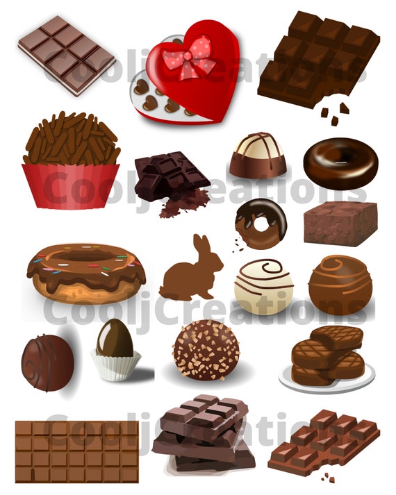 Chocolate Clip Art Chocolate Collage Scrapbook Chocolate - Etsy