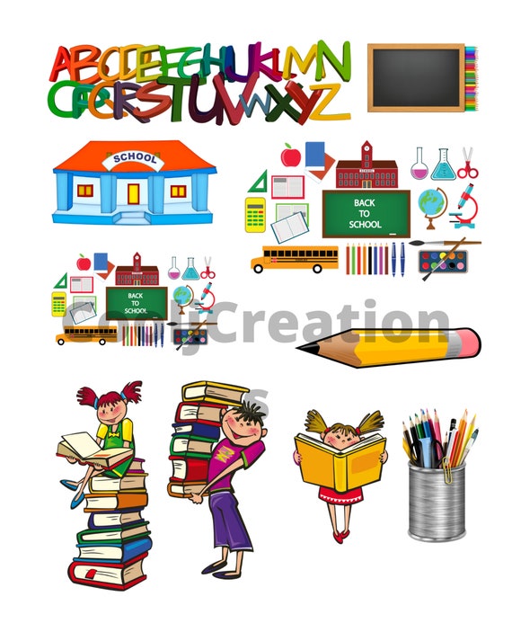 Back to School Clipart School Clipart Instant Digital | Etsy