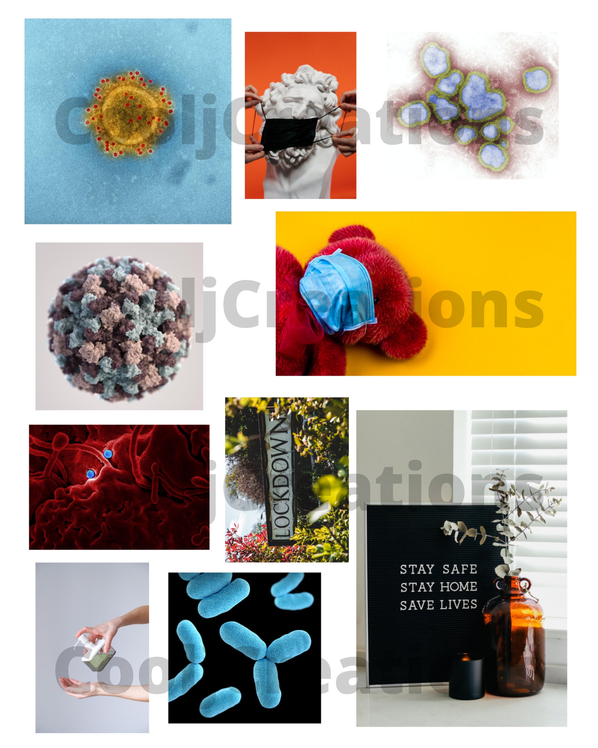 Virus Photo Collage, Covid Pictures, Virus Pictures for Scrapbooks ...