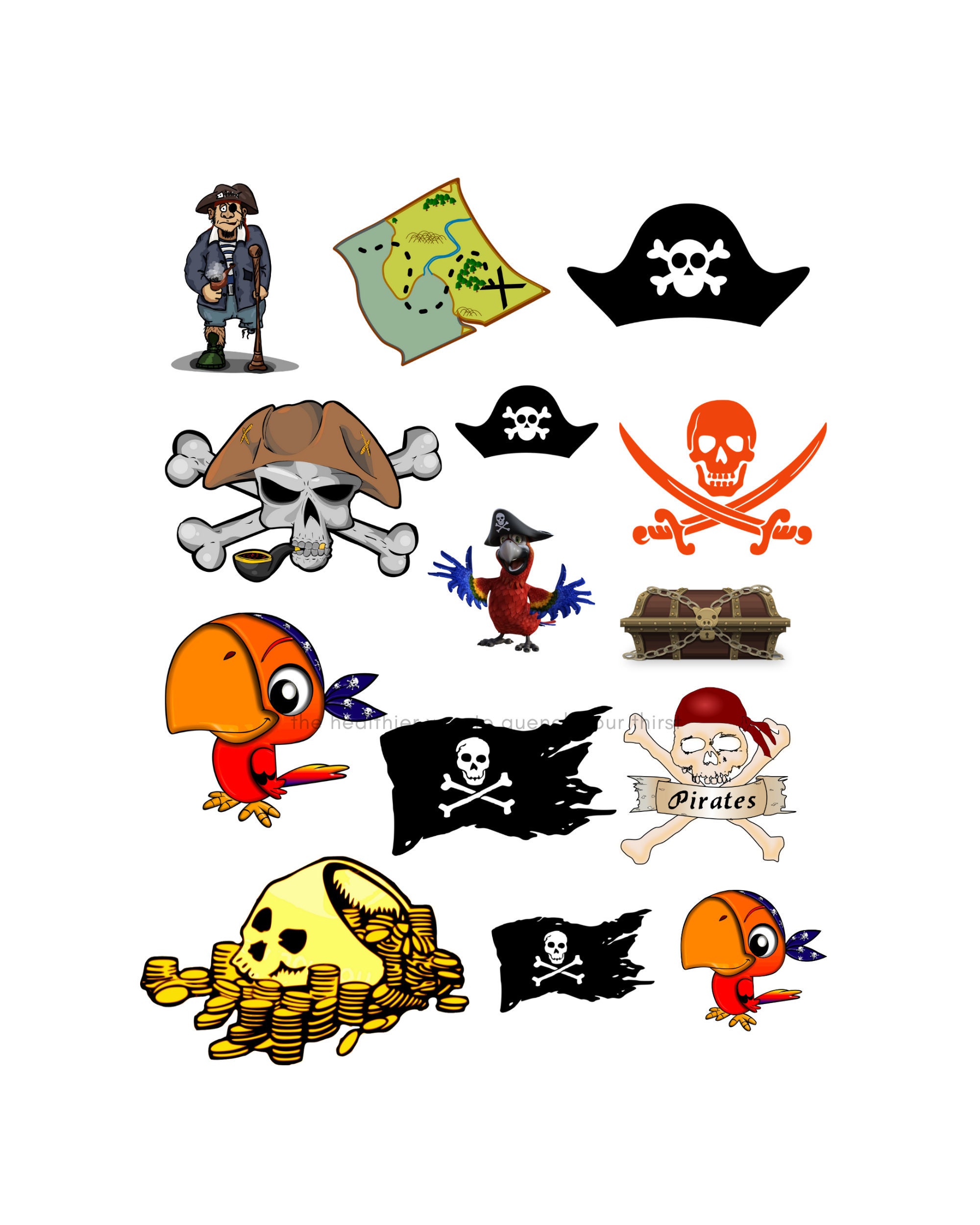 Hoja Digital Pirata, Imágenes Prediseñadas, Papel Scrapbooking, Collage ...