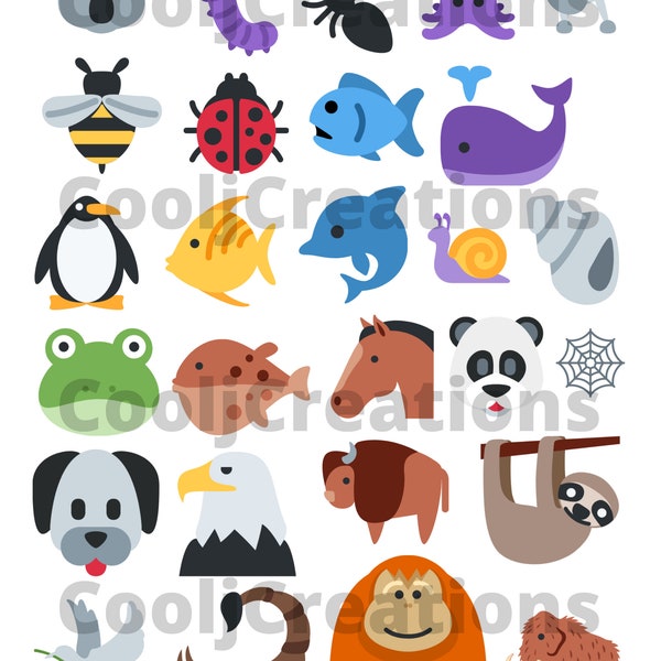 Animal Emojis Bundle, Official Emojis, SVG, Png, Pdf, Jpg. Emoji Cut ...