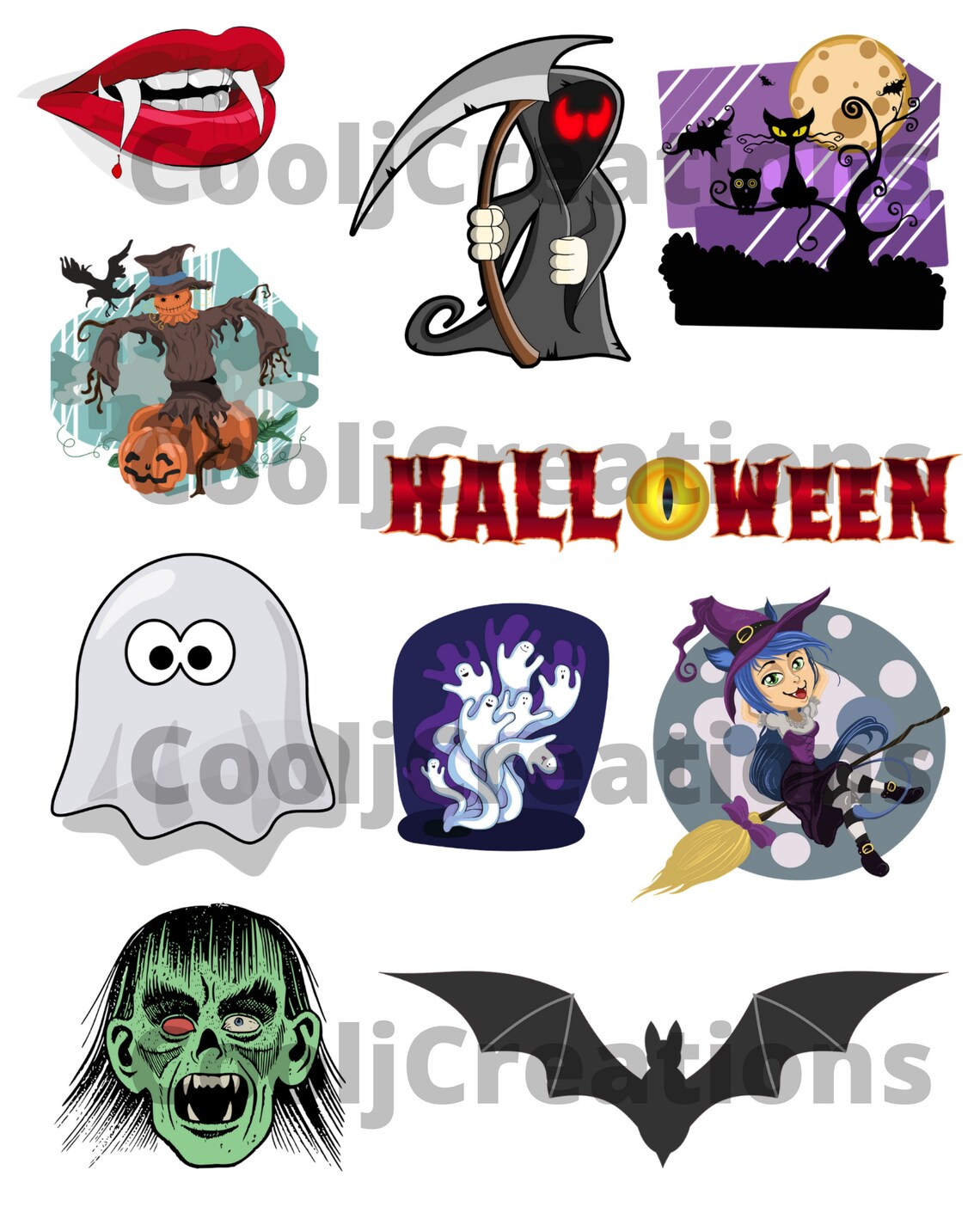 Cartoon Horror Icons Horror Clipart Scrapbook Horror Icons | Etsy