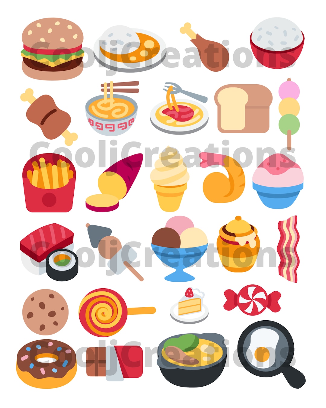 Food Emojis, Digital Food Images, Food Icons, Food Clipart, Fruit ...