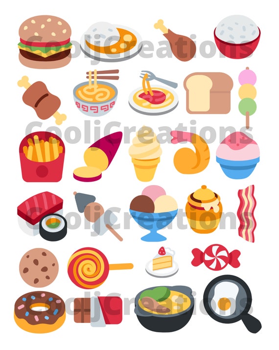 Food Emojis Digital Food Images Food Icons Food Clipart | Etsy