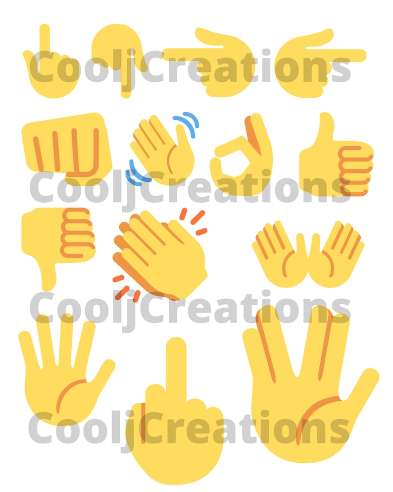 Hand Emojis, Scrapbooking Emojis, Hand Signs Emoji Clipart, Hand Emoji ...