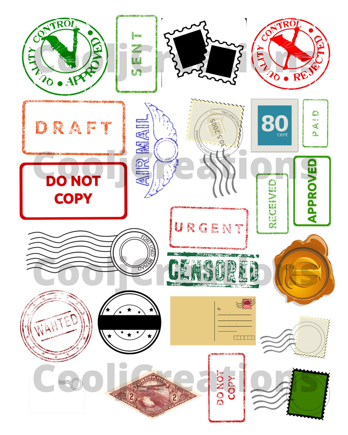 Stamps and Envelopes Clip Art, Stamps Images, Envelope Images, Stamps ...