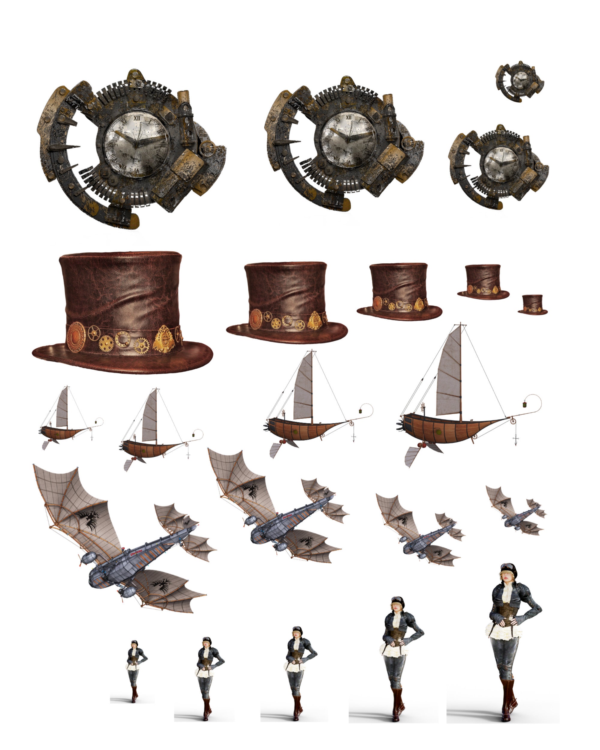 Steampunk Collage Paper, Scrapbooking Sheets, Instant Download ...