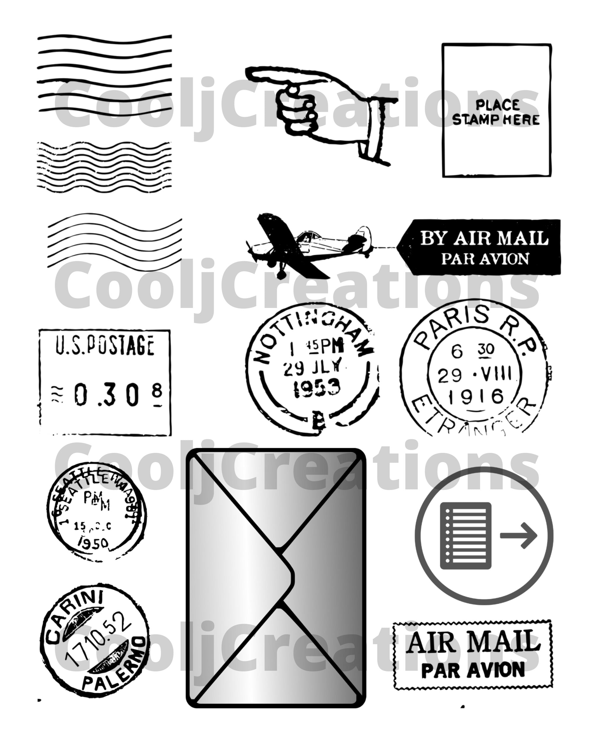Post Office Clip Art, Mail Images for Scrapbooking, Journals, Diaries ...