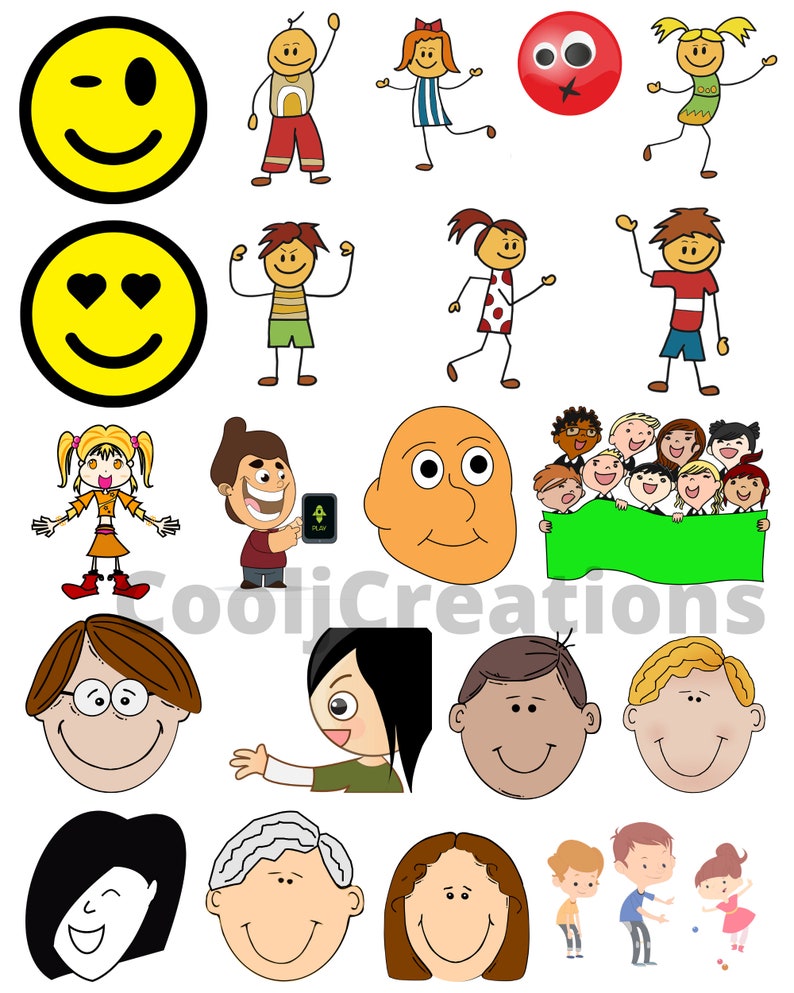 Happy People Clip Art, Happy Faces Images, Happy Icons for Scrapbooking ...