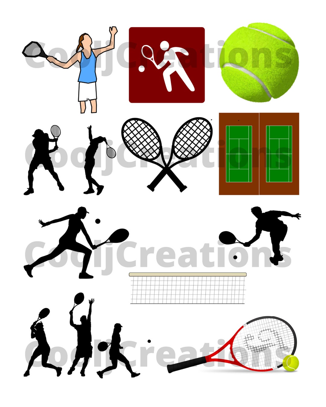 Tennis Clip Art, Tennis Digital Images, Tennis Digital Icons for ...
