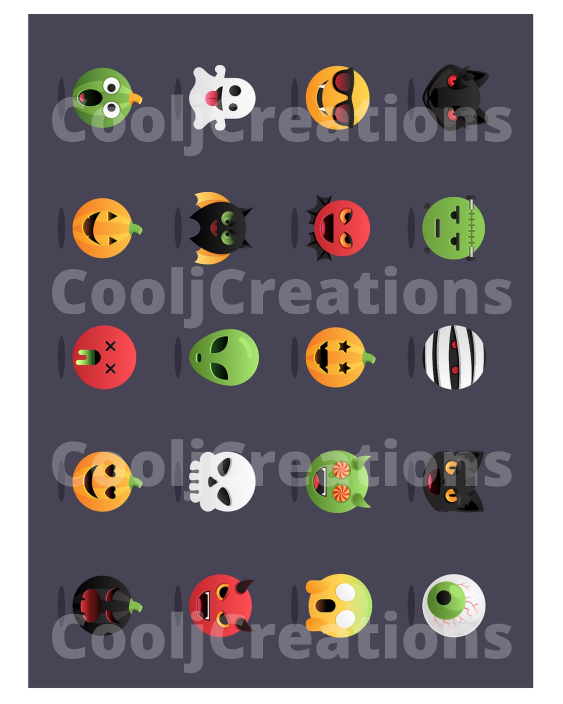 Cute Horror Clipart, Scrapbook Horror Icons, Horror Emojis, Instant ...