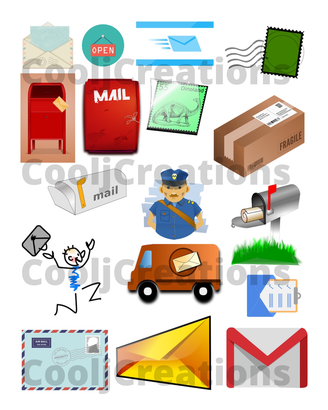 Post Office Clip Art, Mail Images for Scrapbooking, Journals, Diaries ...
