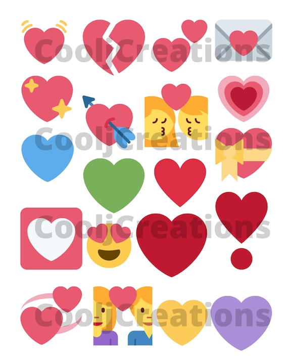 Love Hearts Clip Art Emoji Love Hearts Scrapbooking Love | Etsy