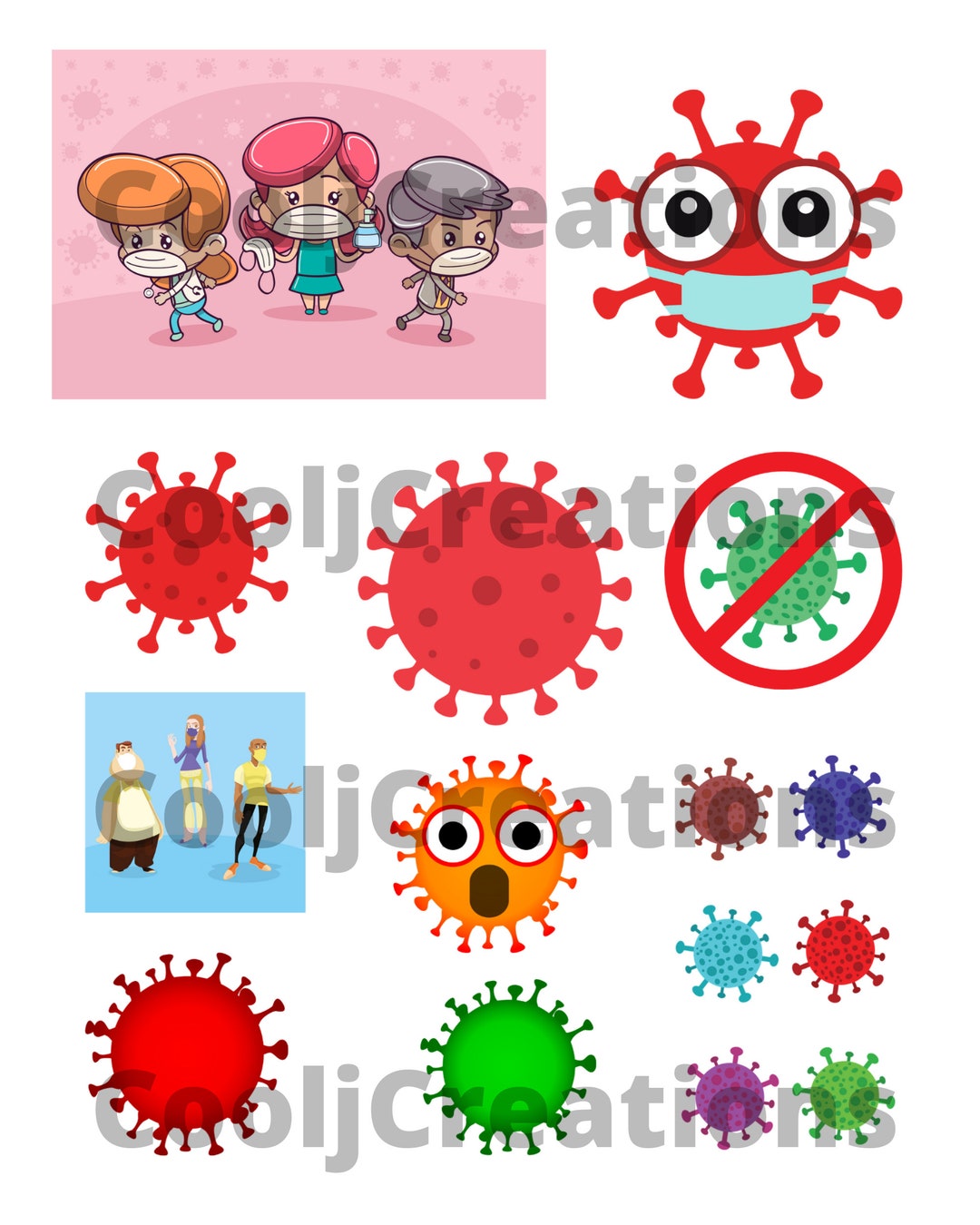 Virus Clipart, Quarantine Pictures, Virus Collage Sheets, Scrapbook ...