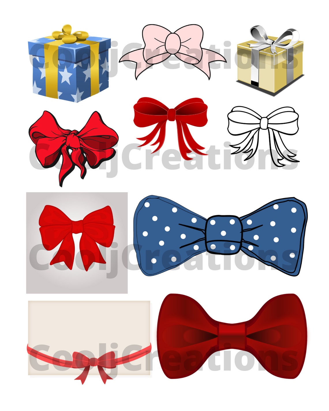 Bows Clipart, Colorful Bow Collages, Colorful Bow Images, Bow Icons for ...
