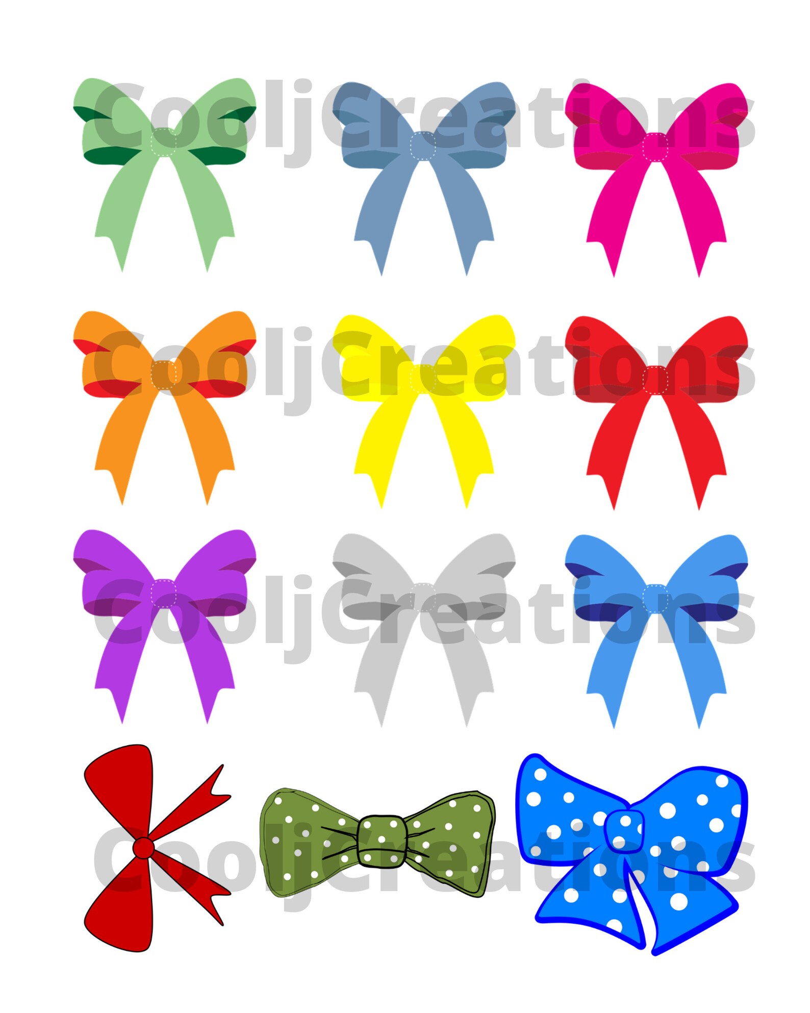 Bows Clipart, Colorful Bow Collages, Colorful Bow Images, Bow Icons for ...