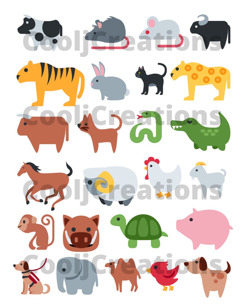 Animal Emojis, Scrapbooking Emojis, Animal Emoji Clipart, Animal Emoji ...