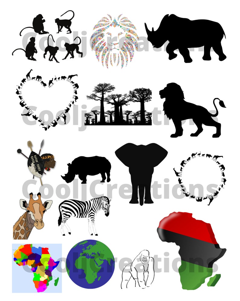 Africa Clipart, African Images, Africa Icons for Scrapbooking, Journals ...