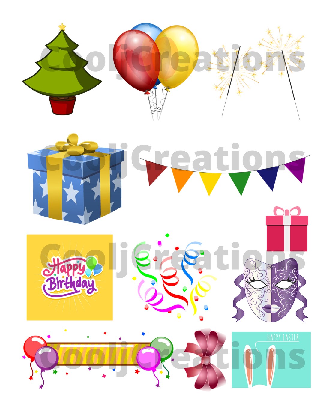 Festival Clipart, Celebrations Icons for Scrapbooking, Journals and ...